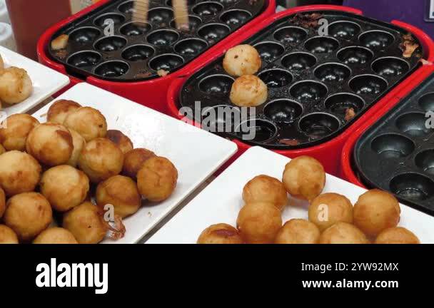 Takoyaki fried octopus balls are delicious Thai street food in Bangkok ...