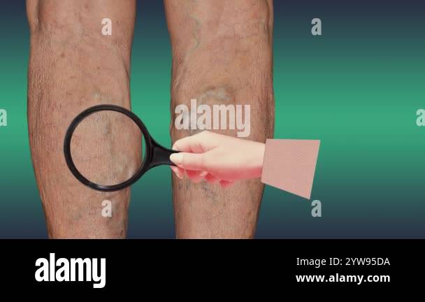 Varicose veins on a female senior legs. The structure of normal and ...