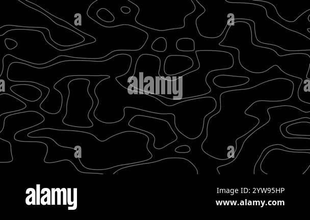 Animated Outline Topographic Contour Map. Abstract moving topographic ...