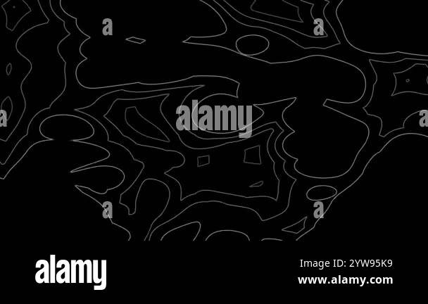 Animated Outline Topographic Contour Map. Abstract moving topographic ...
