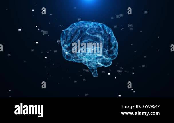 Futuristic 3d Hologram of Human brain Energy Flows In A Futuristic HUD ...