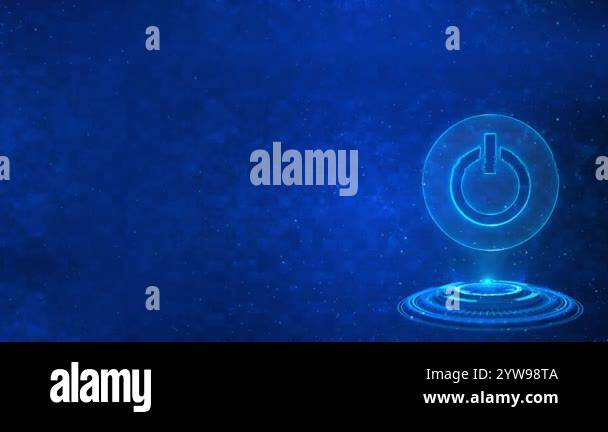 Glowing power button icon neon animation. light turning on and off ...