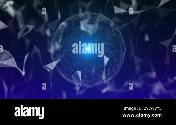 Abstract Digital Globe, Futuristic Technology sphere connected plexus. Geometric plexus ...