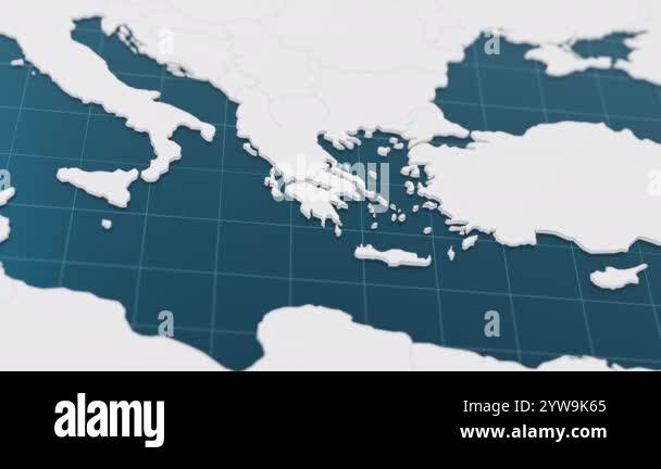 Highlight with blue of Greece 3d map with pointer pin surrounded with ...