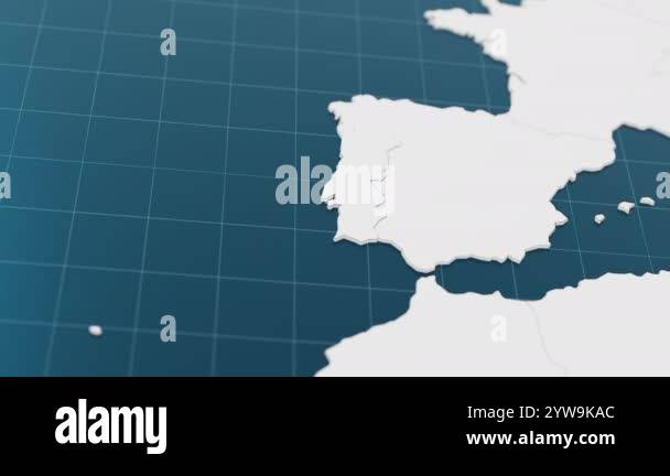 Highlight with blue of Portugal 3d map with pointer pin surrounded with ...