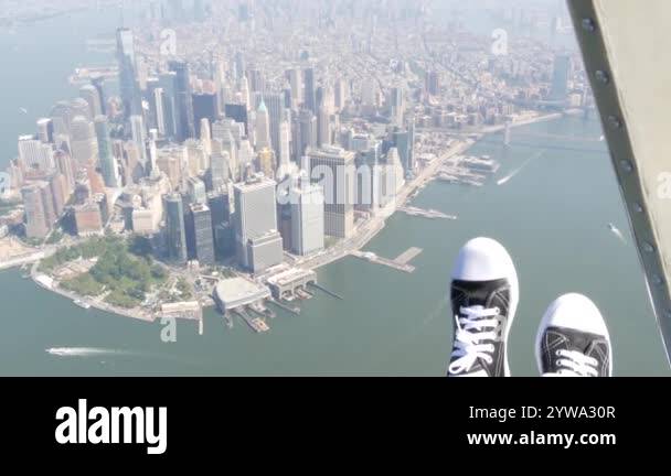 New York City doors off helicopter flight, heli flying over Manhattan ...