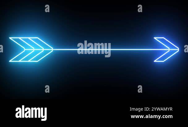 4K cool animated neon blue colored arrow background. Glowing neon ...