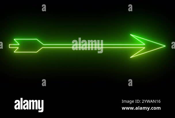 4K cool animated neon green colored arrow background. Glowing neon ...
