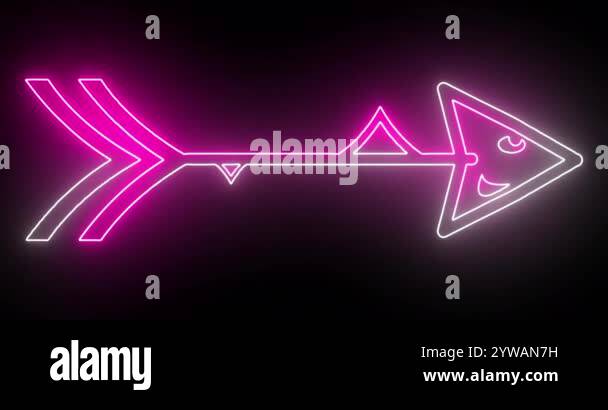 4K cool animated neon pink and white colored arrow background. Glowing ...