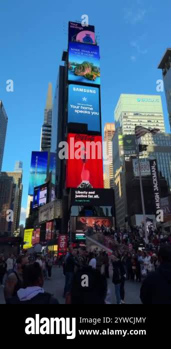 NEW YORK, USA - AUGUST 15, 2024: A bustling Times Square filled with ...