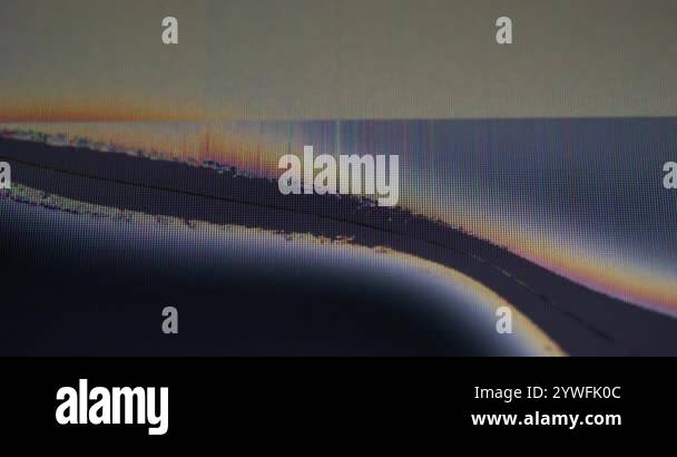 Distorted monitor. Broken plasma. Wavy crack shimmering television ...