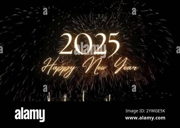 happy new year 2025 with extraordinary fireworks patterns Stock Video ...