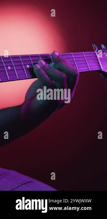 Vertical video. Guitar festival. Music performance. Jazz solo. Talented ...
