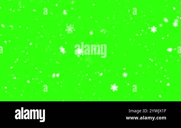 green screen (chroma key) winter falling snowflake overlay loop ...