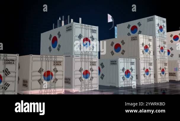 South Korea export production and import containers cargo with business ...
