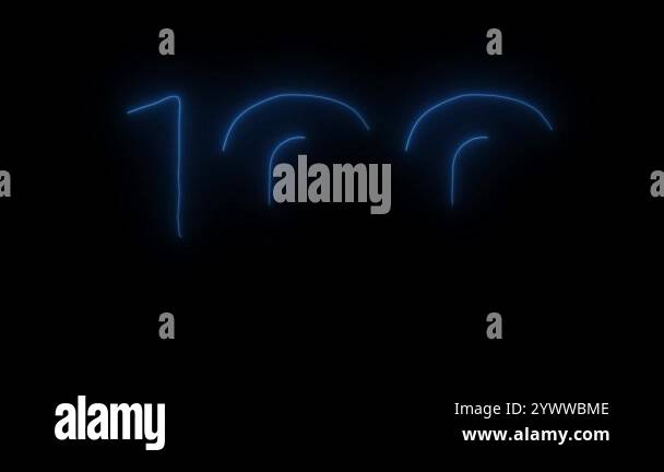 animated number 100 with neon blue color on the outline and isolated on ...