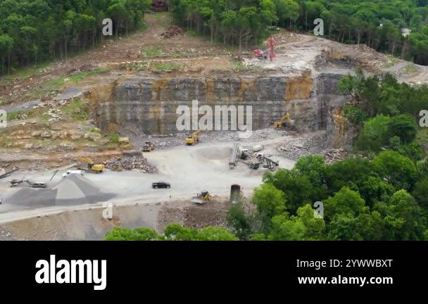 Limestone quarry at industrial open-pit mining site In North Carolina ...