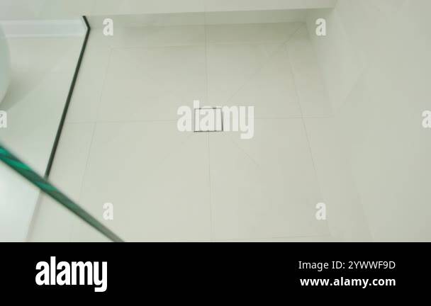 Elements of Modern Bathroom with Shower cabin at home. View of Floors ...