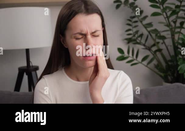 Teeth pain and dentistry, jaw pain, health care concept. Close up of ...