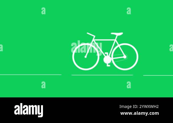 Bicycle animation video on green screen background. 2d floating bicycle ...