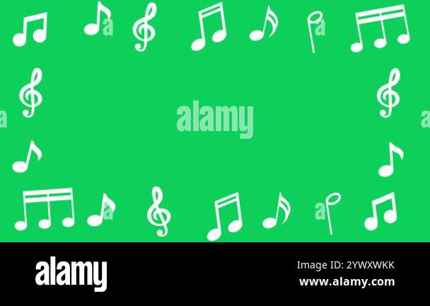 Music symbols decorative frame on green screen background Stock Video ...