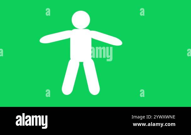 human icon waving hand animated stickman icon waving hand green screen ...