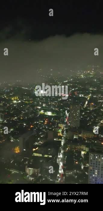 Stormy and flash lightning at night in Cebu City. Philippines. Night ...