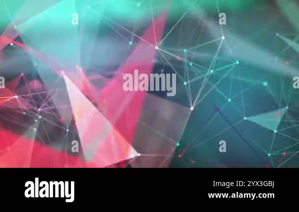 Colorful plexus lines and dots connection motion. Digital technology ...