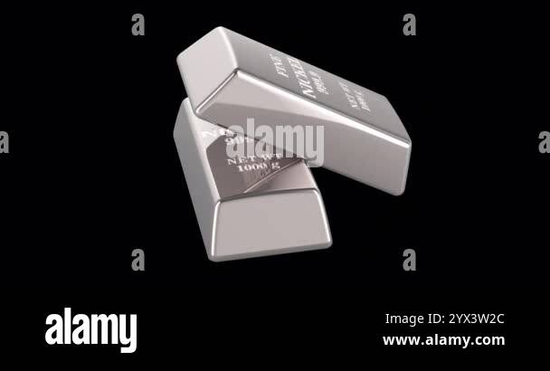 Nickel ingots rotation animation, seamlessly loopable. 3D rendering ...