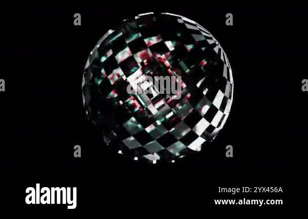 Looping 3d motion graphics. Glass iridescent sphere shape with refraction, dispersion and ...