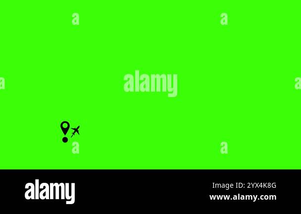 route location animated airplane maps location points 1 a and 2 b ...