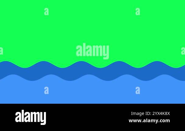 wave background animated waves blue sea waves 2d 4k green screen Stock ...