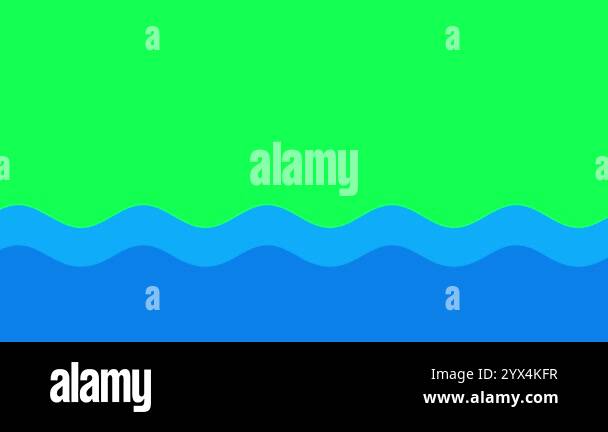 wave background animated waves blue sea waves 2d 4k green screen Stock ...