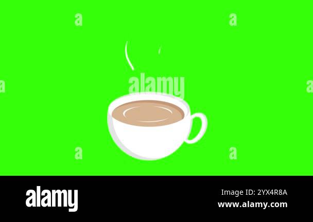 smoky cup of coffee icon animated 2d cartoon smoky cup of coffee green ...
