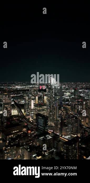 Camera rising slowly over Long Island City, Queens, New York ...