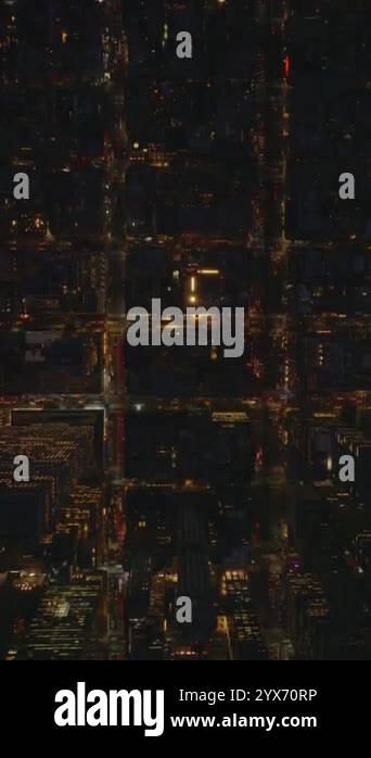 Vertical aerial view of Manhattan, New York City, showcasing streets at ...