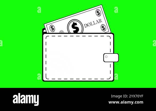 video animation drawing icon virtual wallet concept, sketch draw in ...