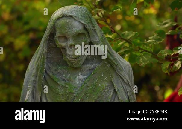 Death with the covered face skull, grim reaper, human skeleton covered ...