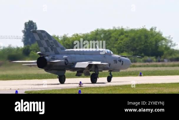Zagreb Croatia May 11 2024: Croatian MiG-21 fighter jet with national ...