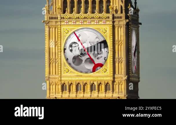 timelapse of the iconic big ben in london with the clock replaced with ...