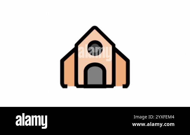 Modern school building animated icon - education and schooling design ...