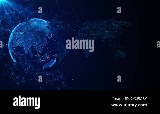 Global network business connection. Hi-tech HUD circles World map point ...