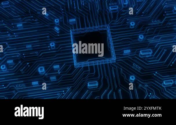 Ai Chip circuit board diagram Data information artificial intelligence 5g. Digital Data moving ...