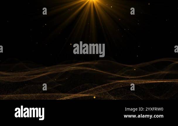 Golden particles abstract background shining floor particles stars dust. Animation Futuristic ...