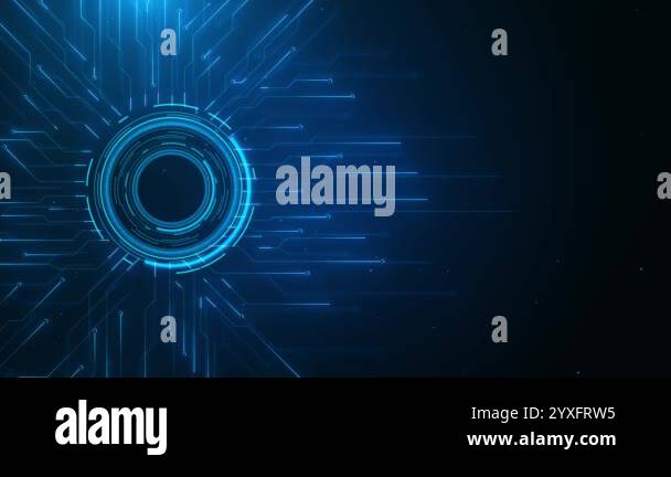 Digital Data moving on Circuit Board CPU high tech Artificial ...