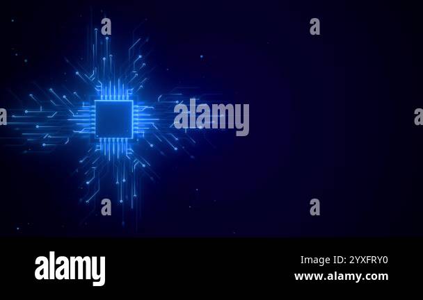 Digital Data moving on Circuit Board CPU high tech Artificial ...