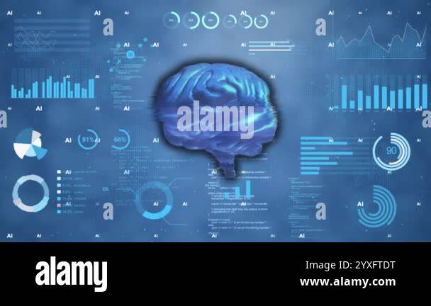 Digital artificial intelligence AI, data analytics, machine learning. data visualizations ...