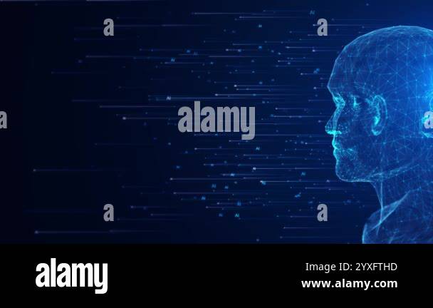 Cyber human AI brain wires circuit board, concept of artificial intelligence and machine ...