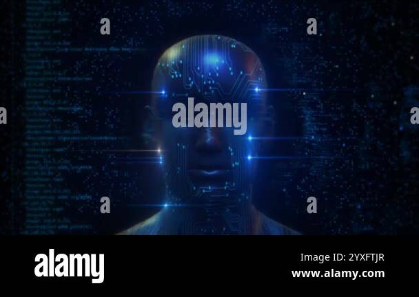 Digital Human head brain network AI artificial intelligence Deep learning concept. face virtual ...