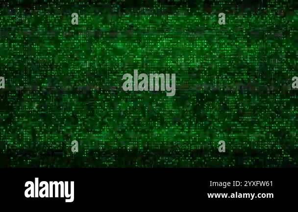 Analog Static Noise green texture overlay. Scan lines interference. Distorted VCR stripes offset ...